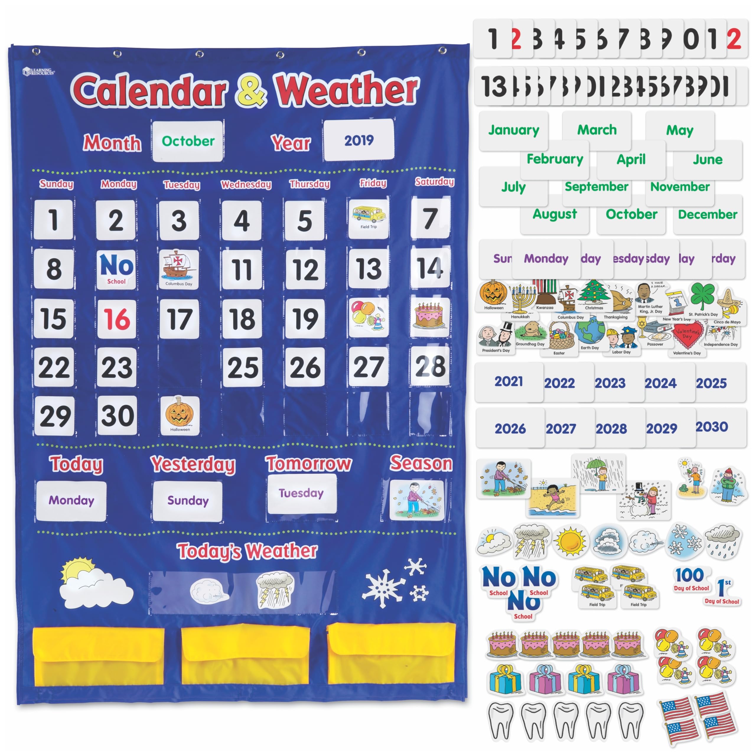 Mua Learning Resources Calendar & Weather Pocket Chart - Classroom Must ...