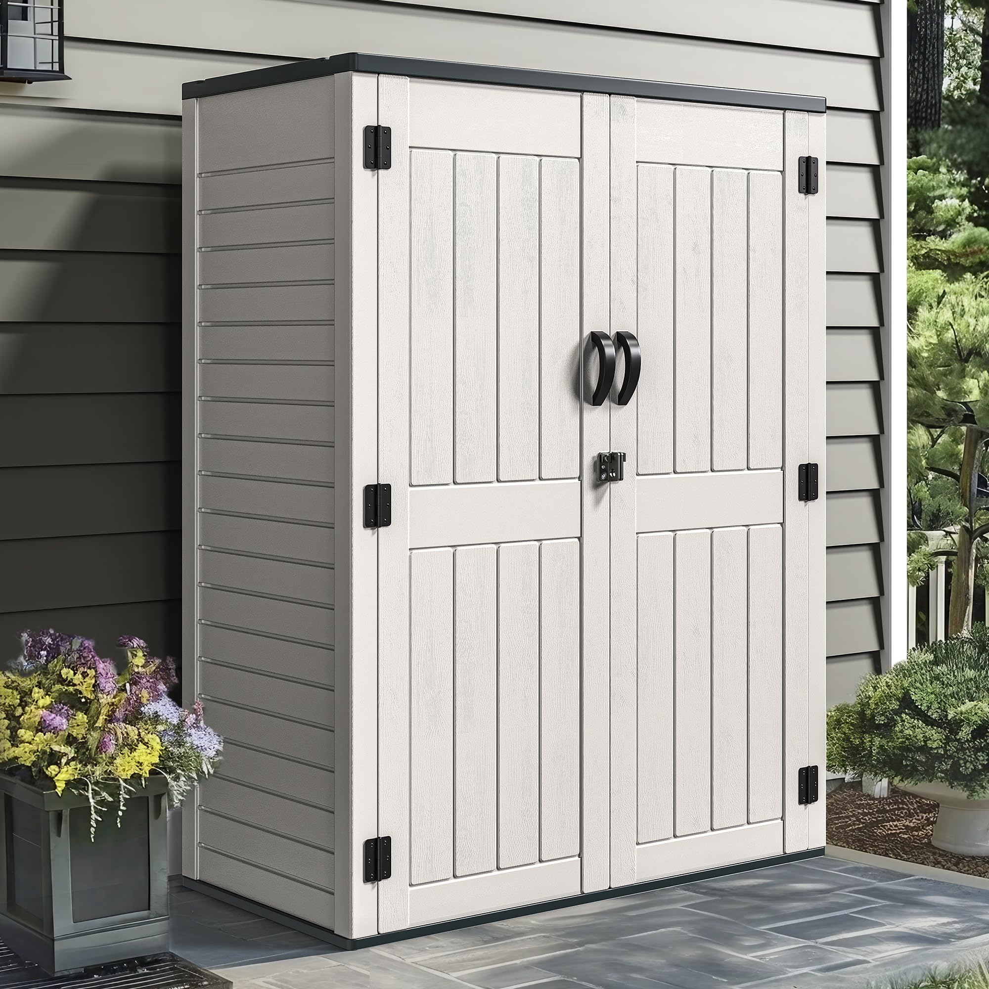 YITAHOME Vertical Outdoor Storage Shed w/o Shelf, 59 Cu.ft Capacity, 5. ...