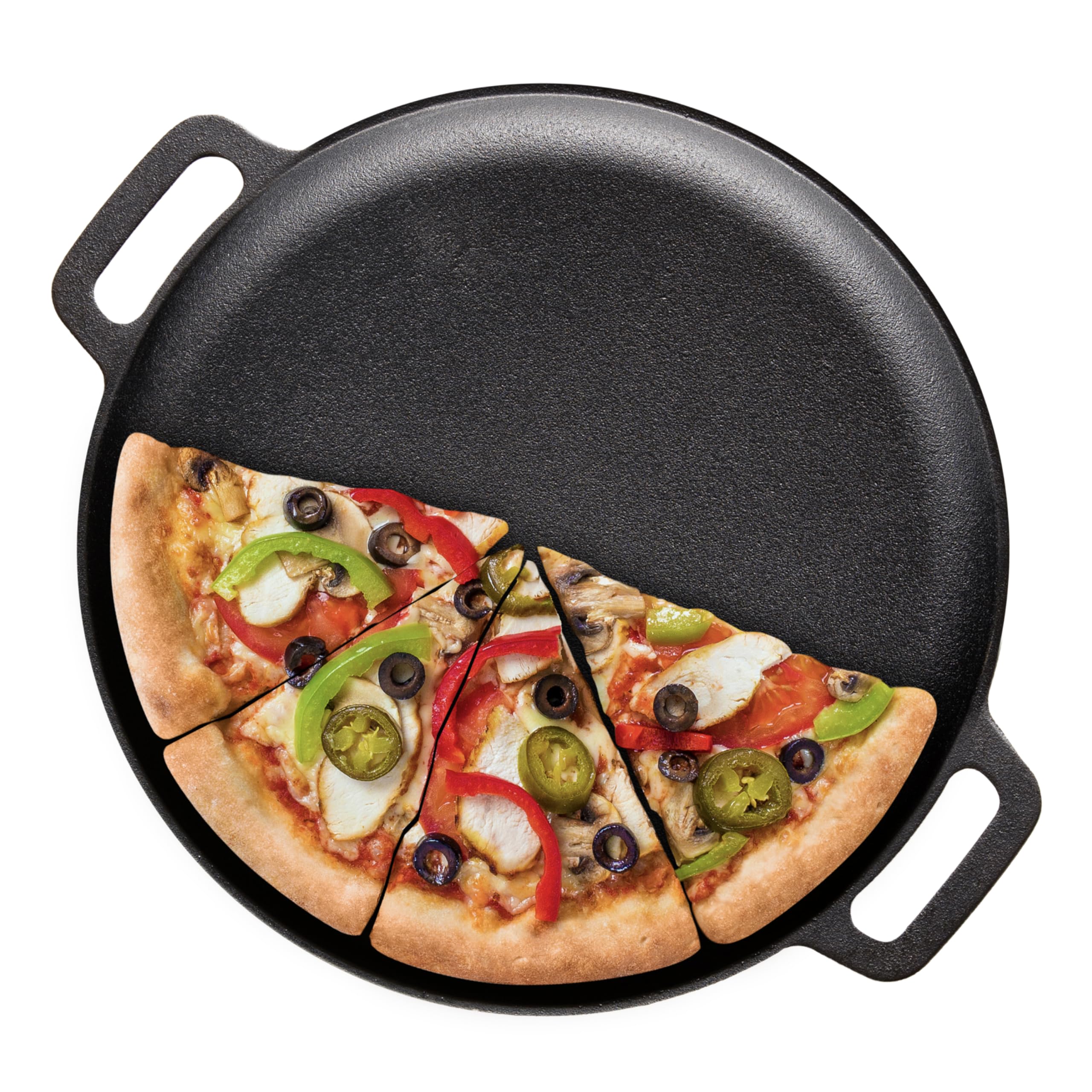 Bruntmor 12-Inch Pre-Seasoned Cast Iron Skillet Pan - Pizza Pan with ...