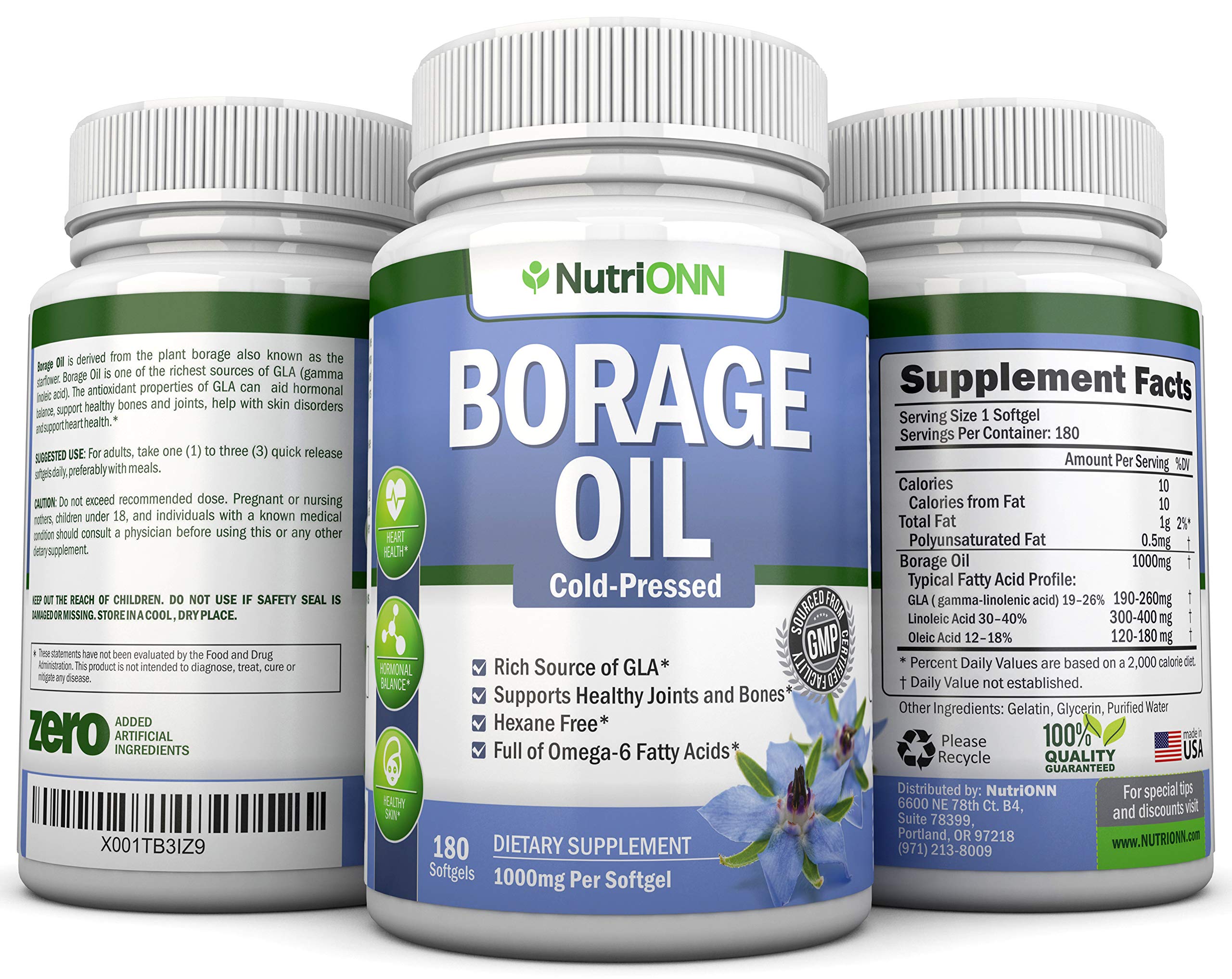 Borage Oil 1000 Mg 180 Softgels Cold Pressed High GLA Borage Seed borage-oil-1000-mg-180-softgels-cold-pressed-high-gla-borage-seed