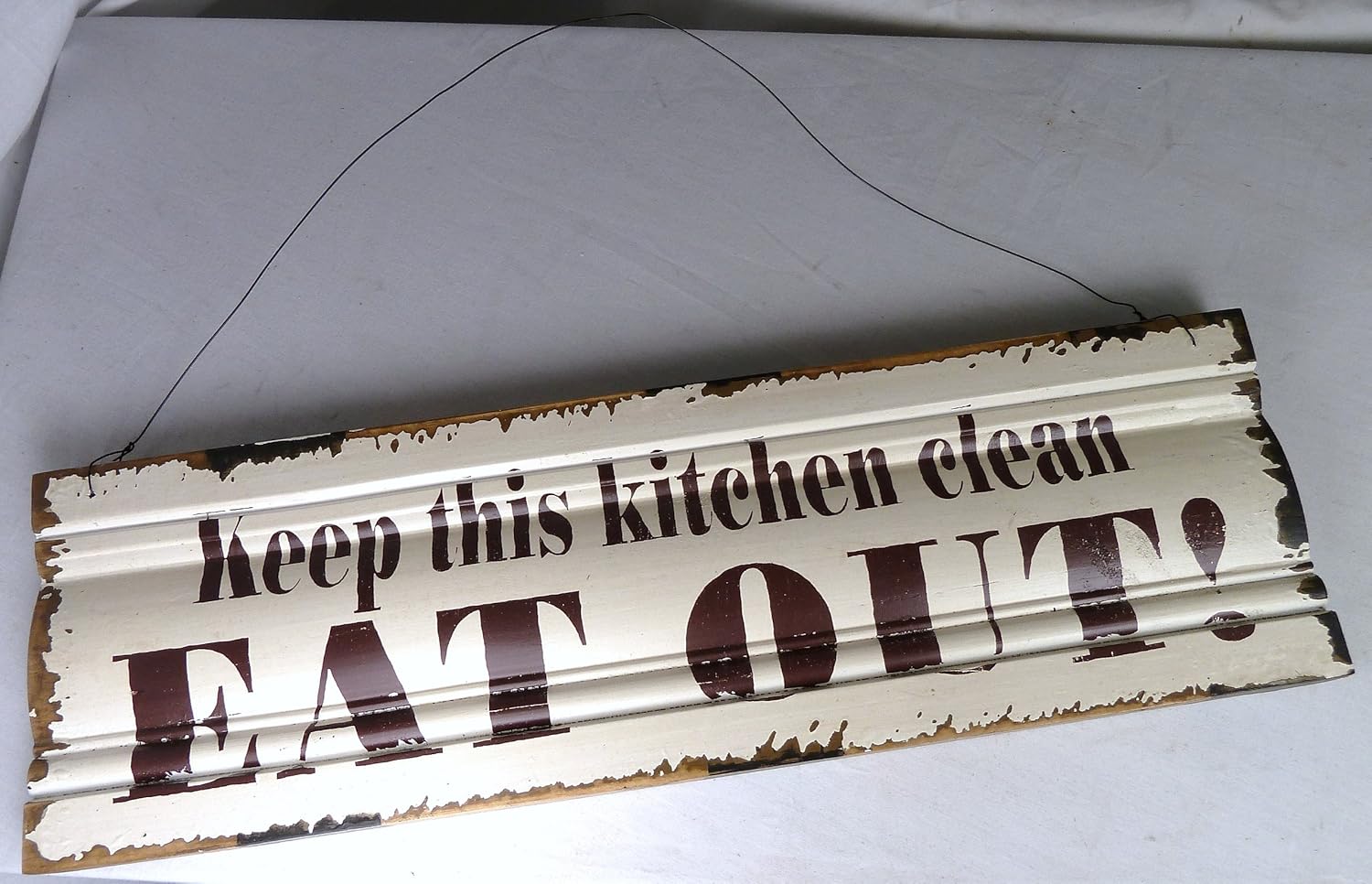 RUSTIC LARGE WOOD KEEP THIS KITCHEN CLEAN, EAT OUT ! WALL PLAQUE / SIGN ...