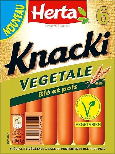 HERTA KNACKI Saucisse végétale Bio Pack de 6-210g: Amazon.fr: Epicerie