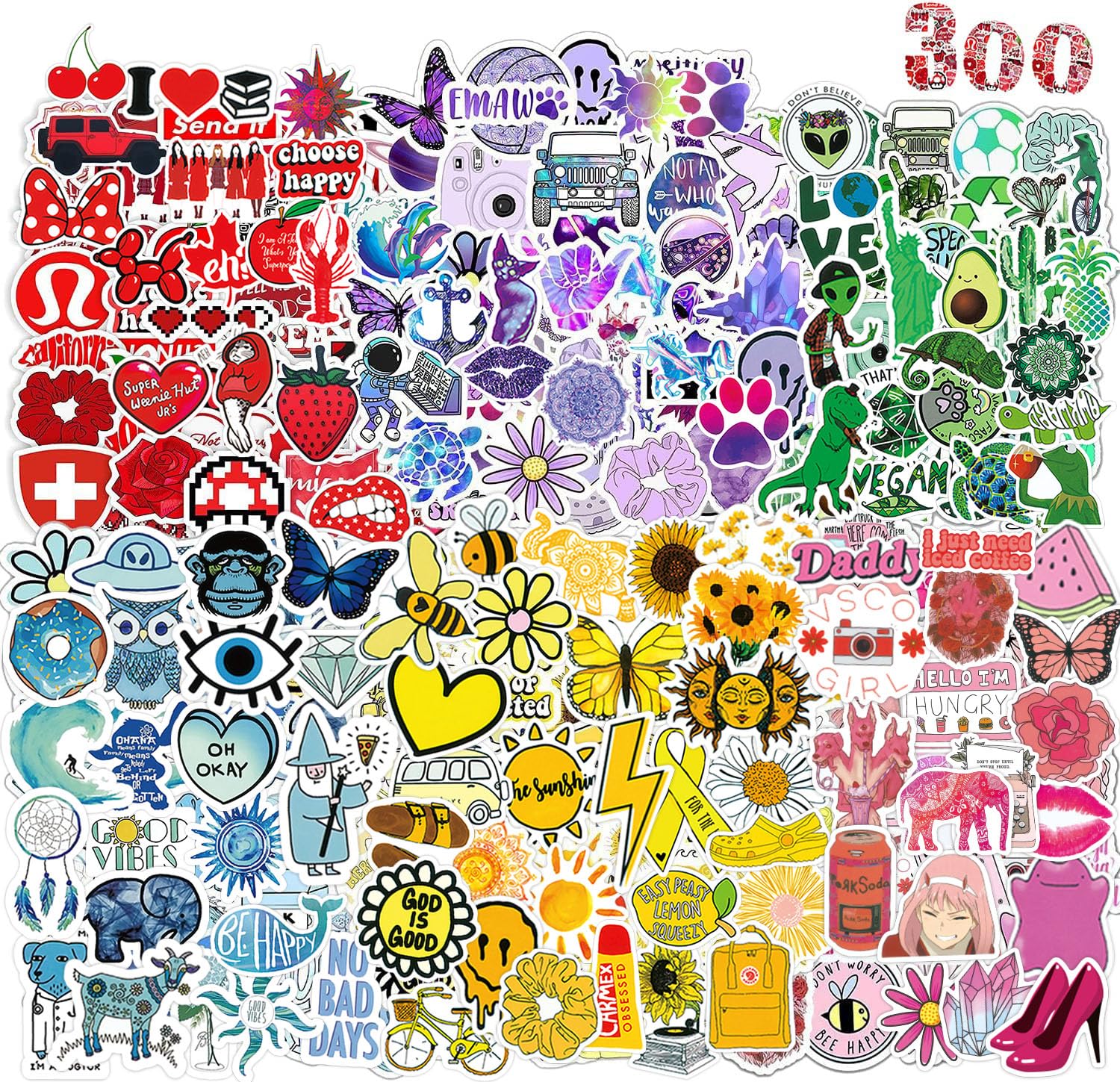 Water Bottle Stickers 300 Pcs Cute Color Sticker Packs, Prizes for Kids ...
