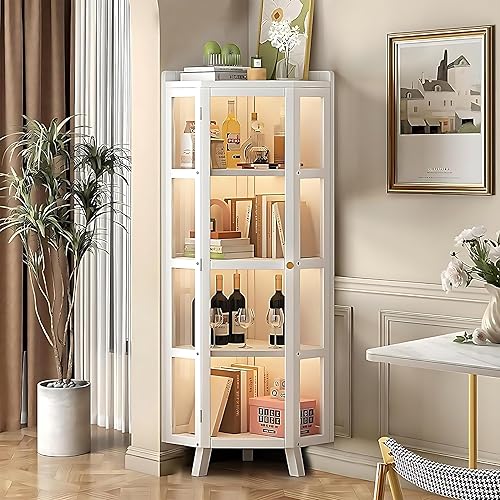 XYFZRL Corner Storage Cabinet, 5 Tier Modern Tall Corner Cabinet ...
