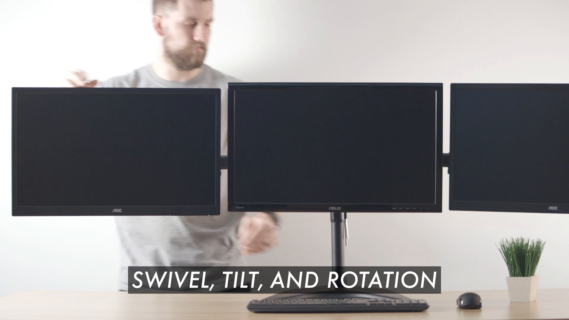 Vivo Triple Monitor Height Adjustable Universal 3 Screen