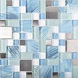 Ocean Blue Glass Nature Stone Tile Kitchen Backsplash 3D Bath Shower ...