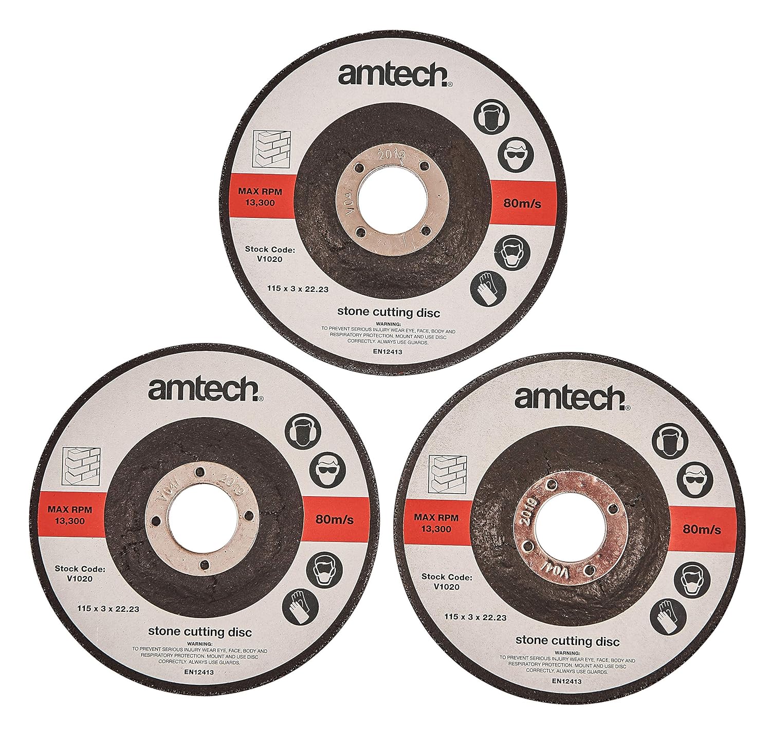 Amtech V1020 115 mm Stone Cutting Disc (3-Piece) (Old Version): Amazon ...