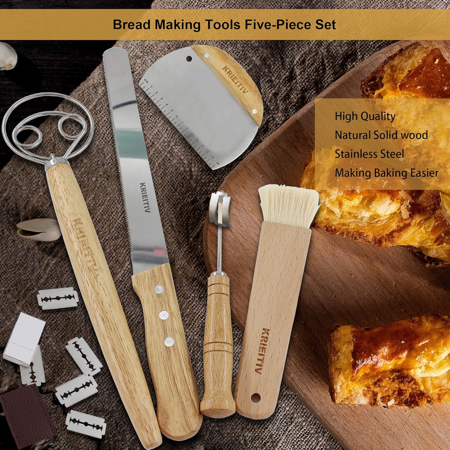 KRIEITIV Bread Making Tools Bread Making Kit Including Bread Knife ...