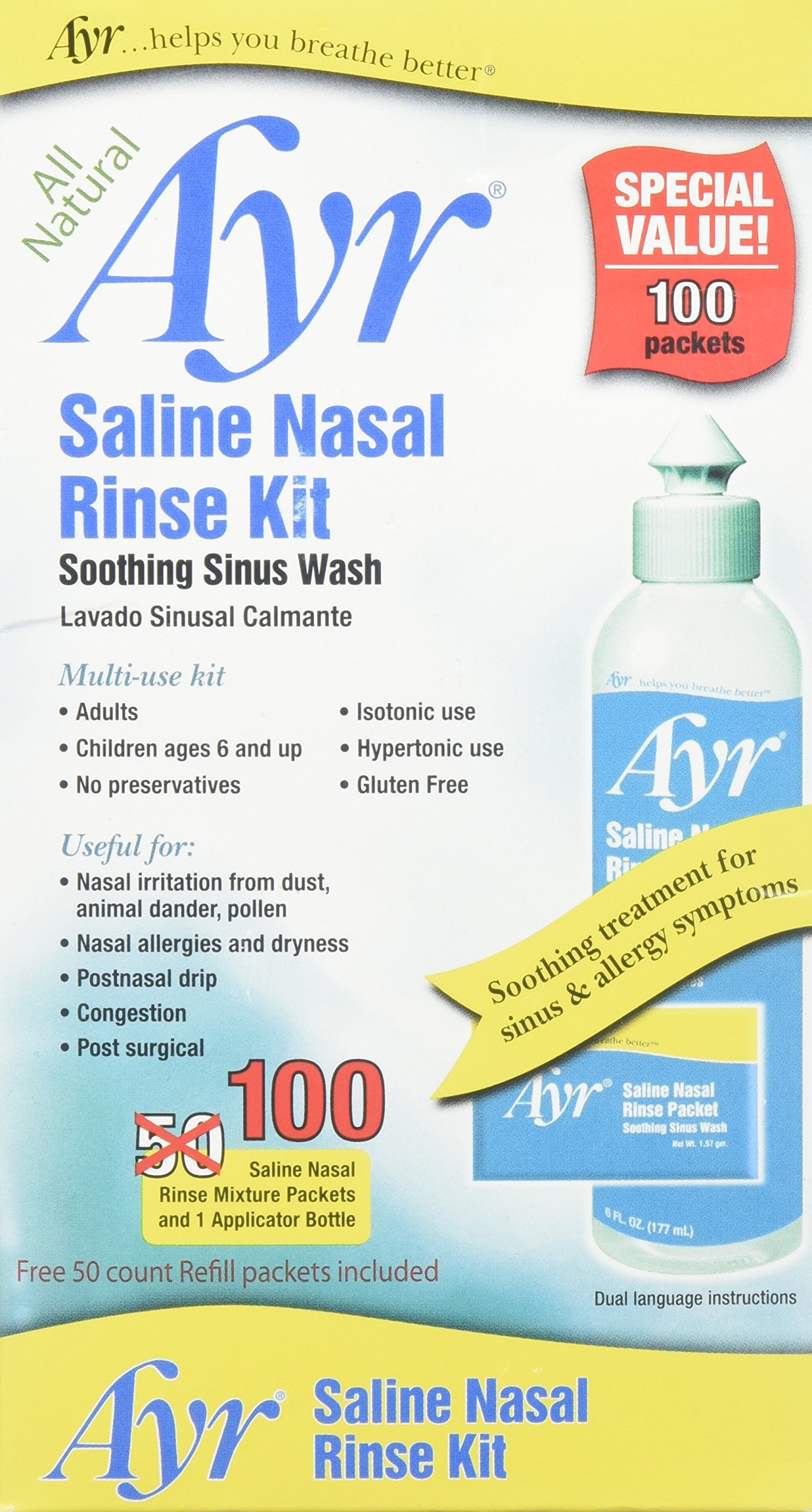 Mua Saline Nasal Rinse Kit, 100 ct trên Amazon Mỹ chính hãng 2024 | Fado