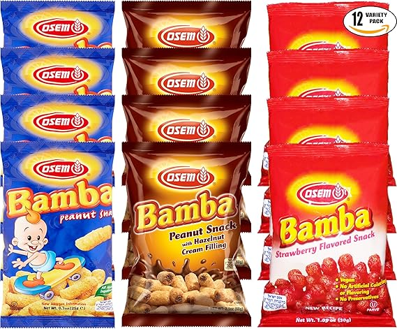 Amazon.com : Osem Bamba Strawberry, Peanut, Hazelnut Cream, 12-Pack ...
