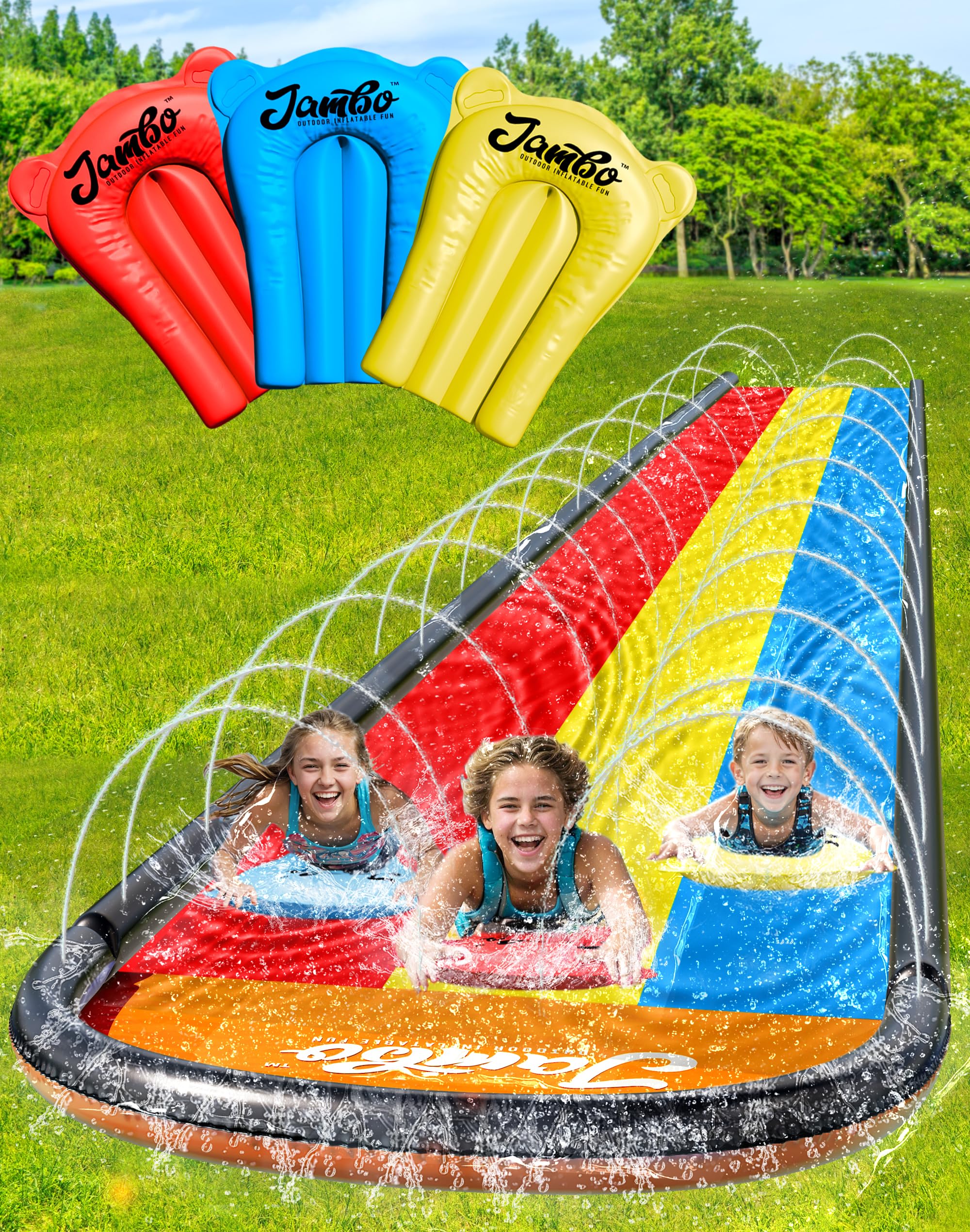 Mua JAMBO Premium Triple Slip Splash and Slide with Bodyboards (Updated ...
