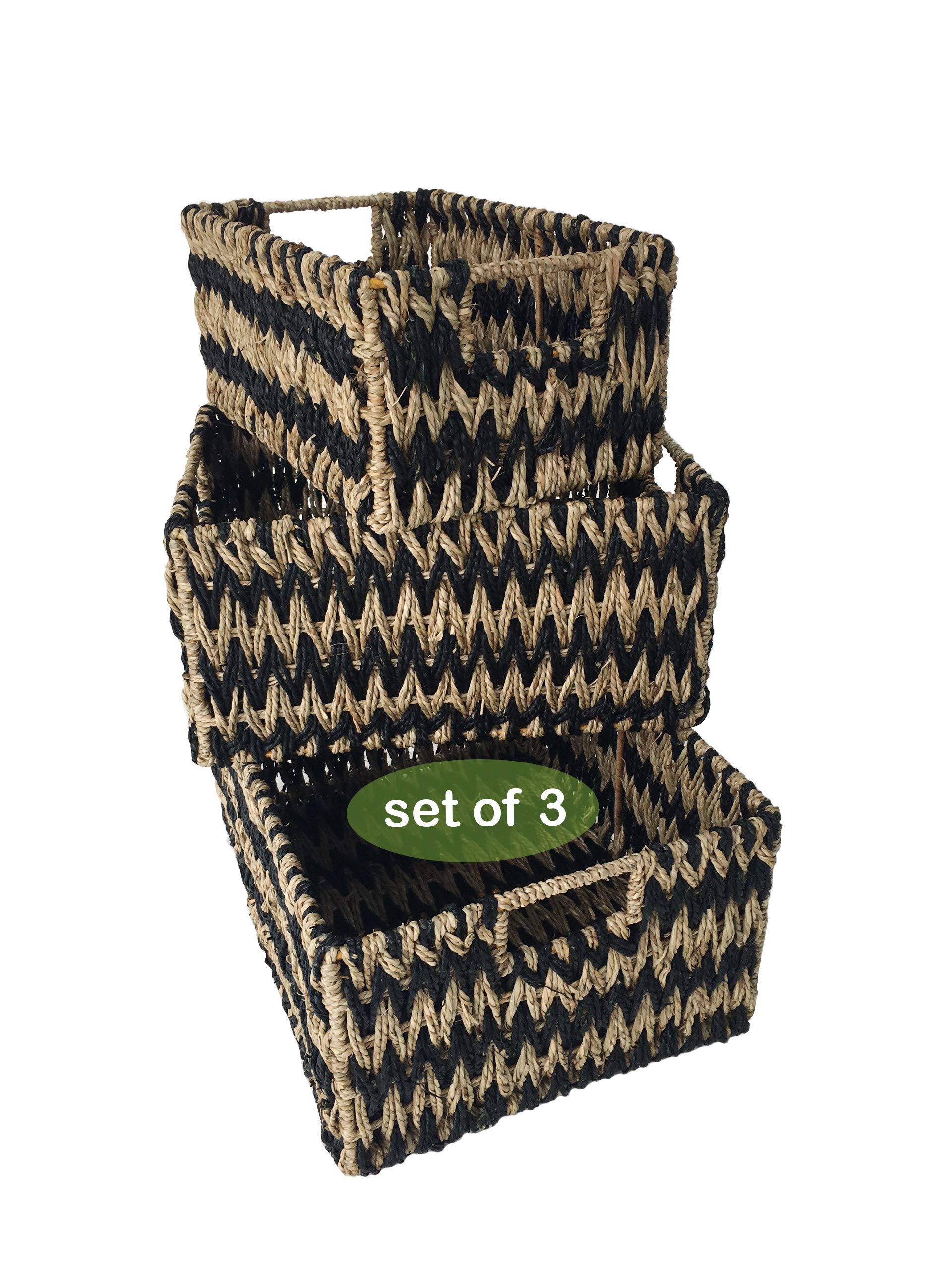 Buy Made Terra Set 3 Wicker Storage Baskets for Home Organization and ...