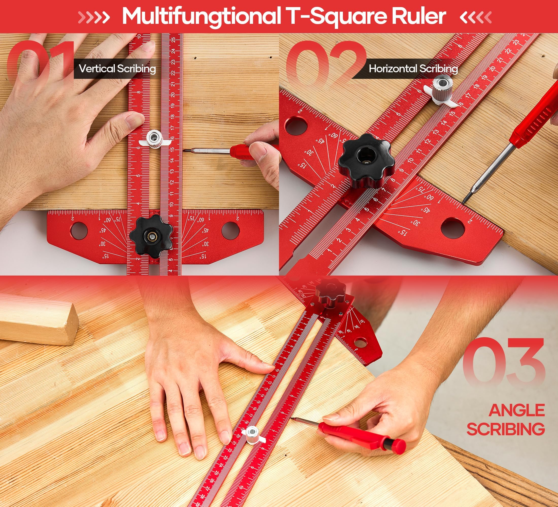 Mua Saker Woodworking Scriber Marking Line Ruler, Adjustable Aluminum ...