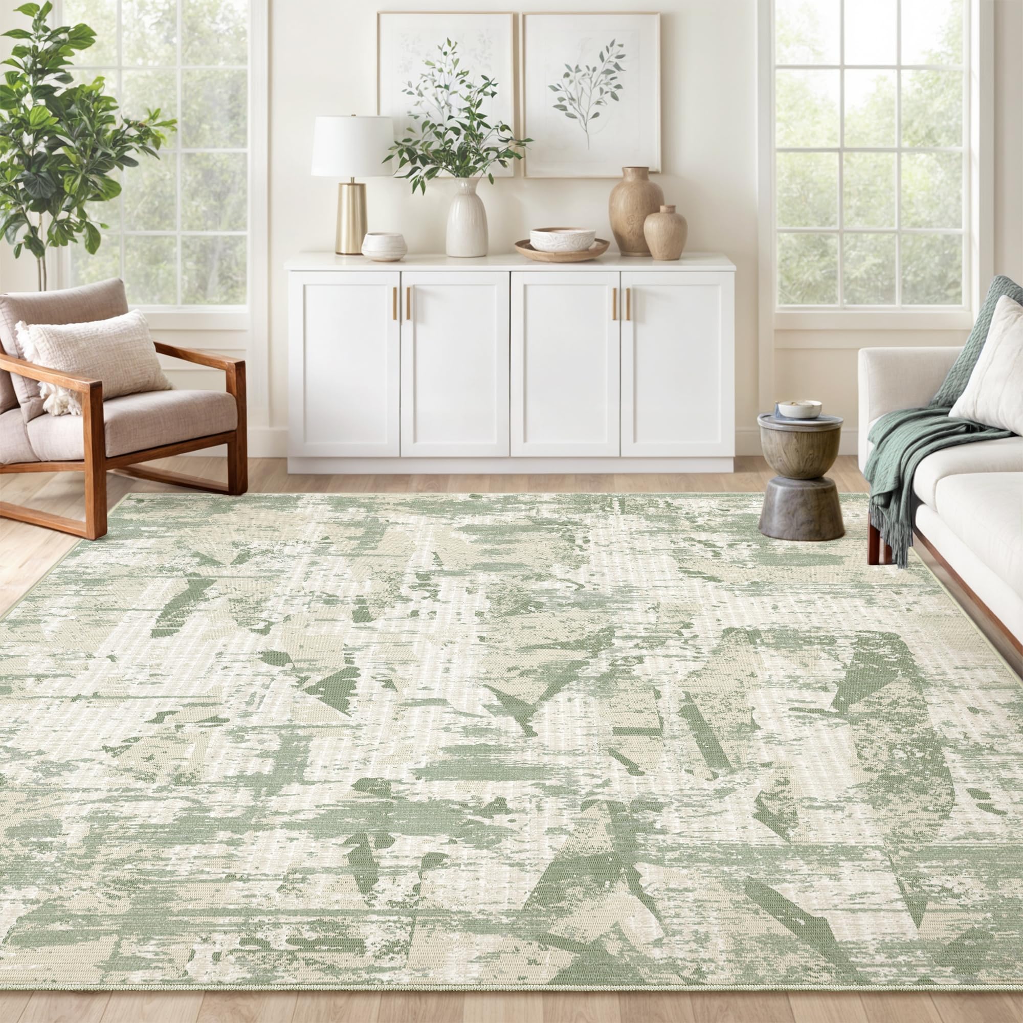 Art&Tuft Washable Rug, Anti-Slip Backing Abstract Area Rugs, Stain ...