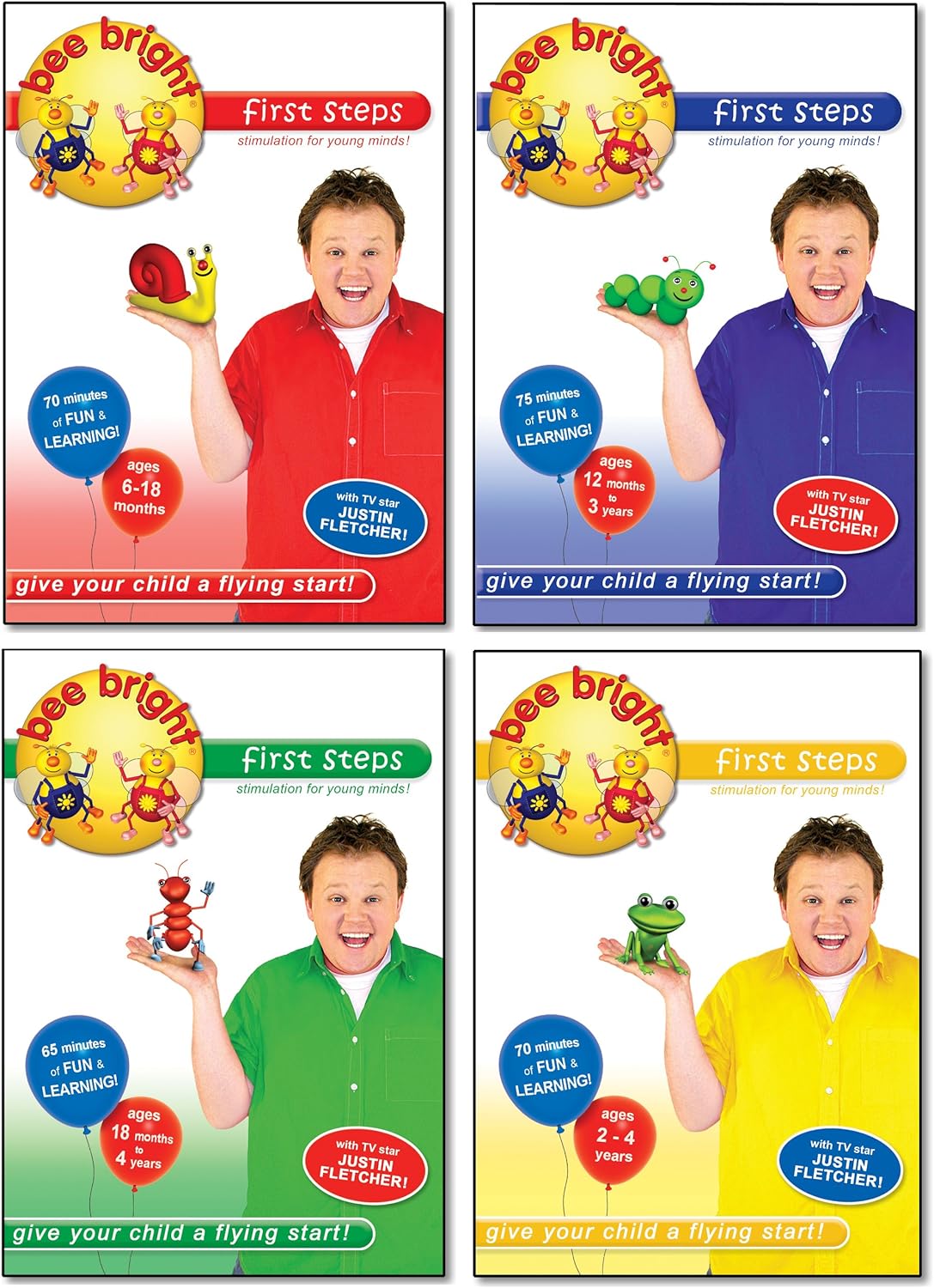 bee bright first steps with Justin Fletcher 4 DVD set DVD Justin ...