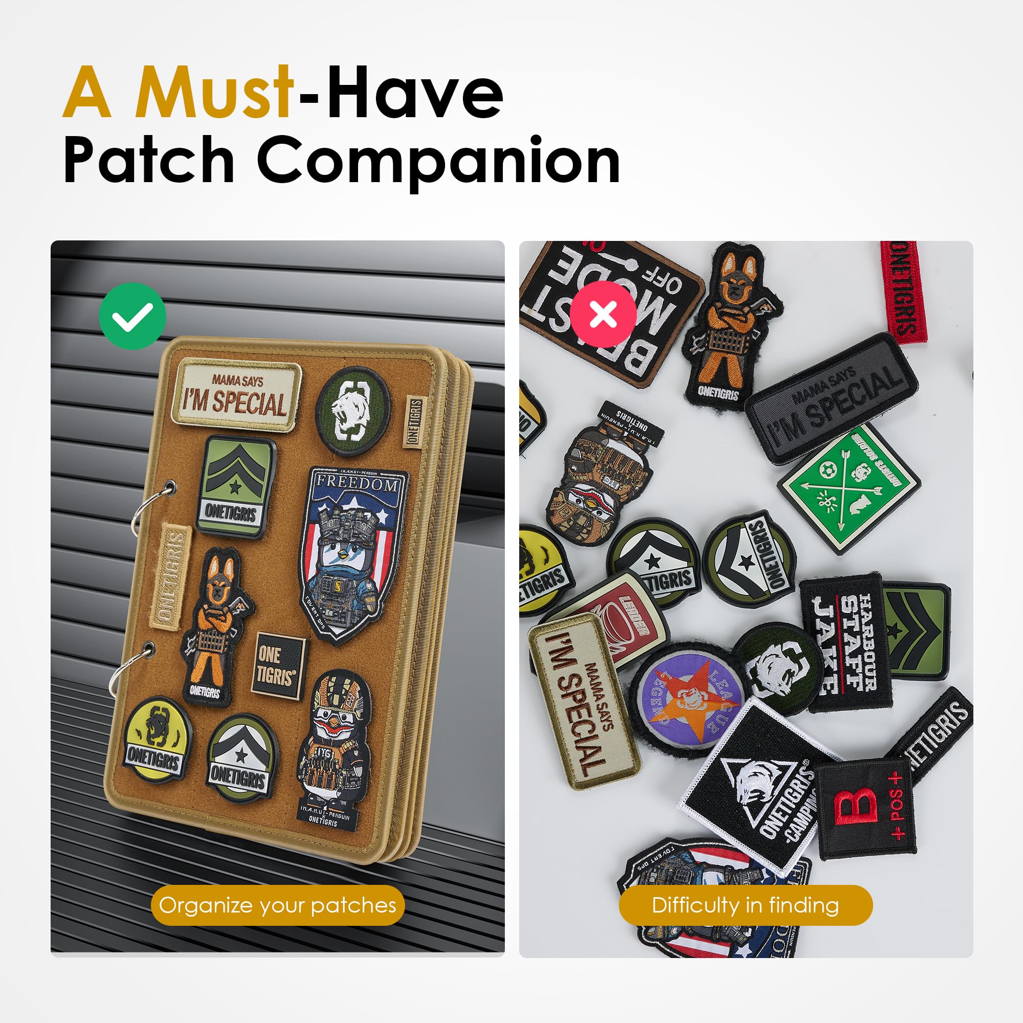 Mua Patch Display Board, Flip-Page Patch Book with Metal Removable Ring ...