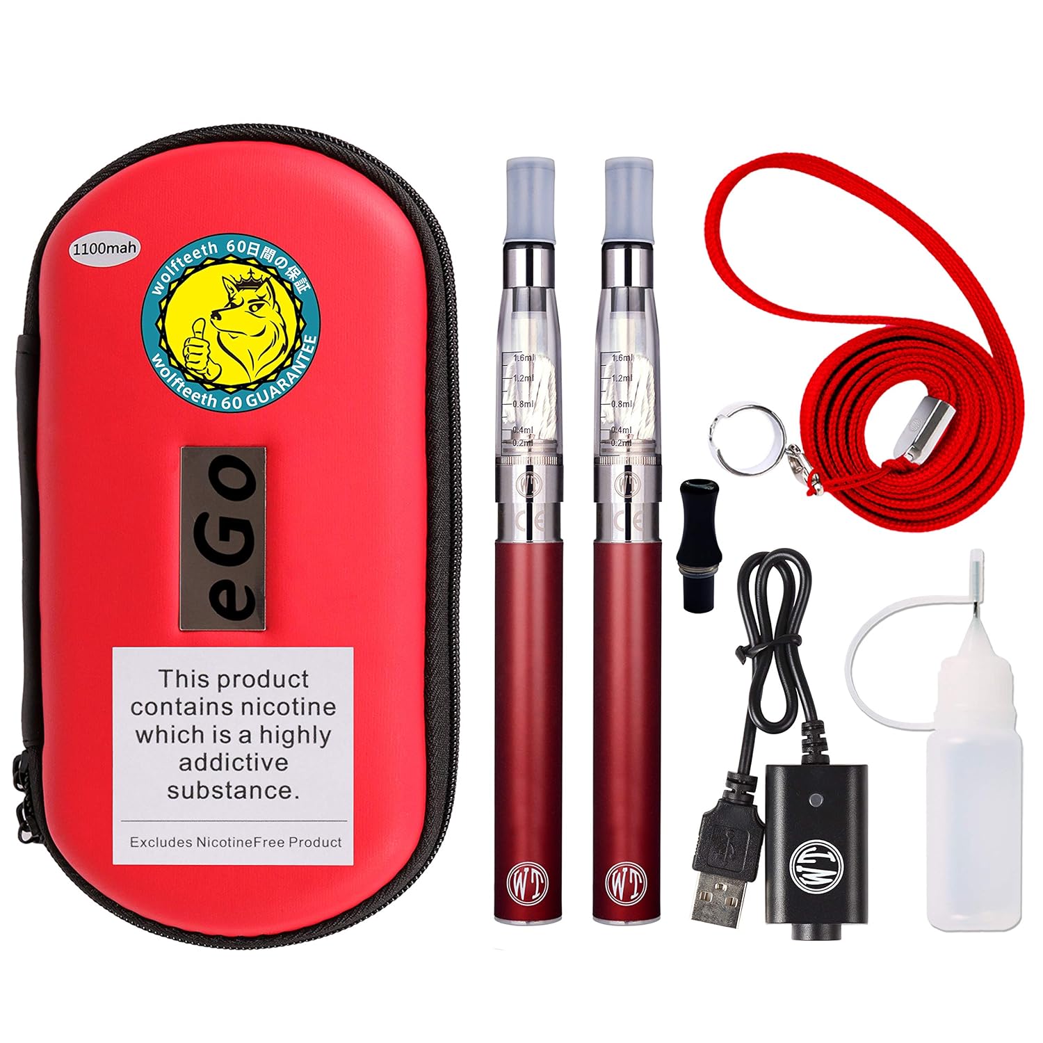 WOLFTEETH 2 Pack CE4 E Cigarette Starter Kit | Rechargeable 1100mAh ...