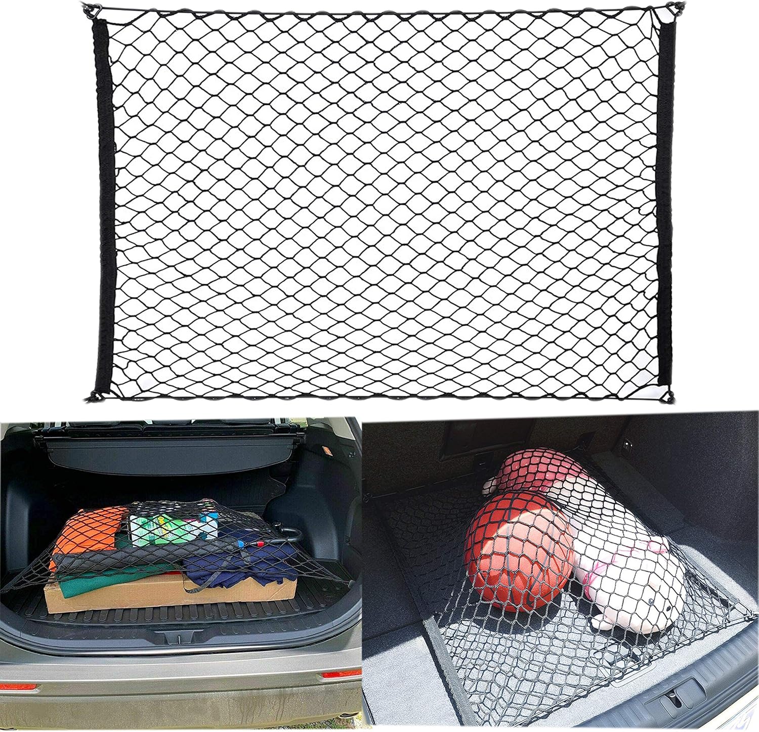 Amazon.com: YUZHOU Trunk Rear Cargo Net 40”x 30” Stretchable Up to 46 ...