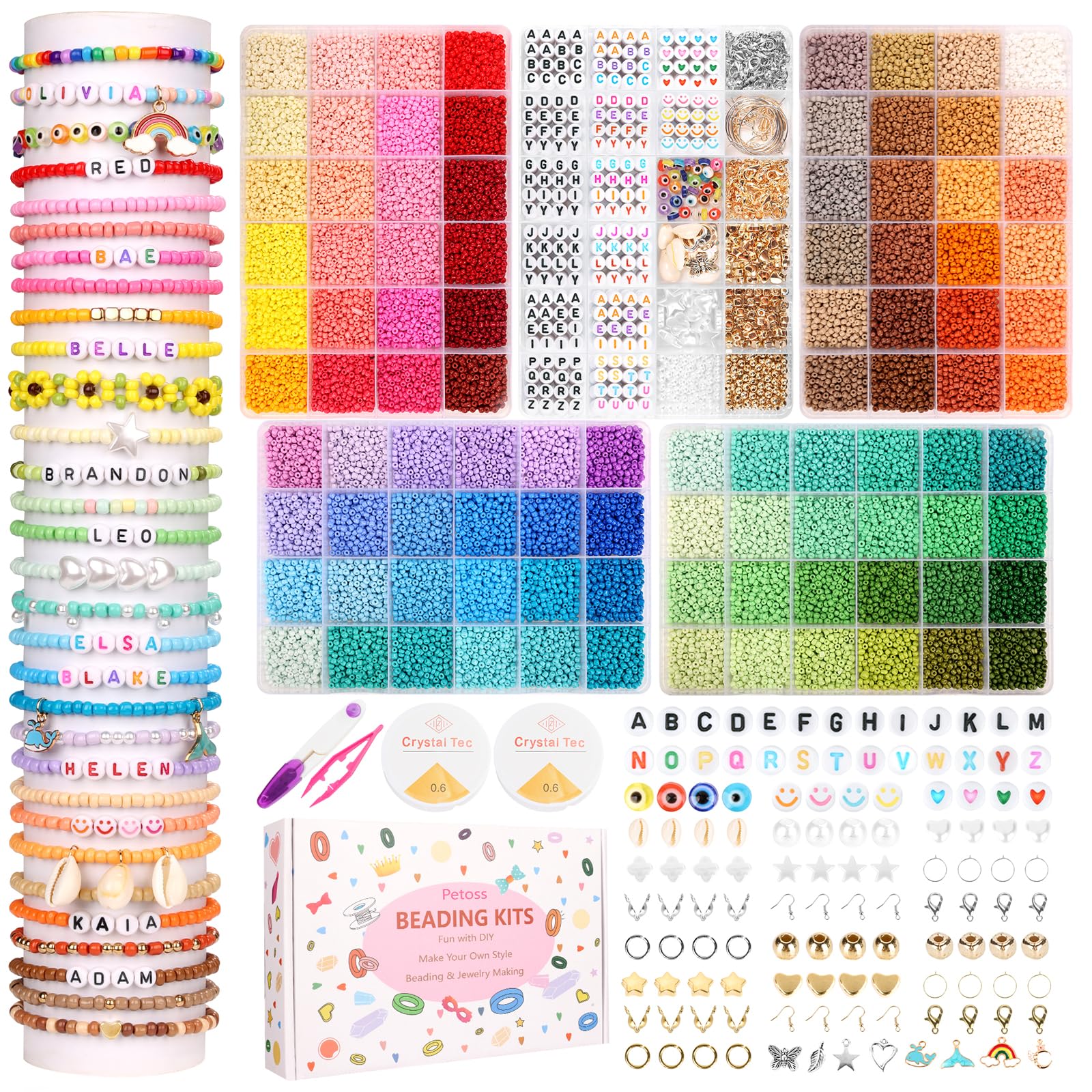 Petoss 33000pcs 3mm Seed Beads for Friendship Bracelets Making,96 ...