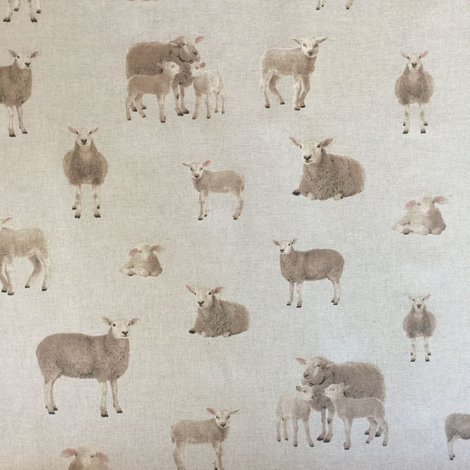 Classic Animals Sheep Design Cotton Rich Linen Look Fabric For Curtains ...