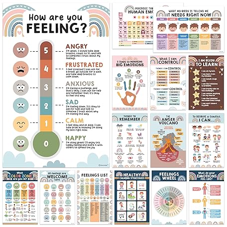 Mua Decorably 15 Social Emotions Poster for Classroom, 11x17in Matte ...