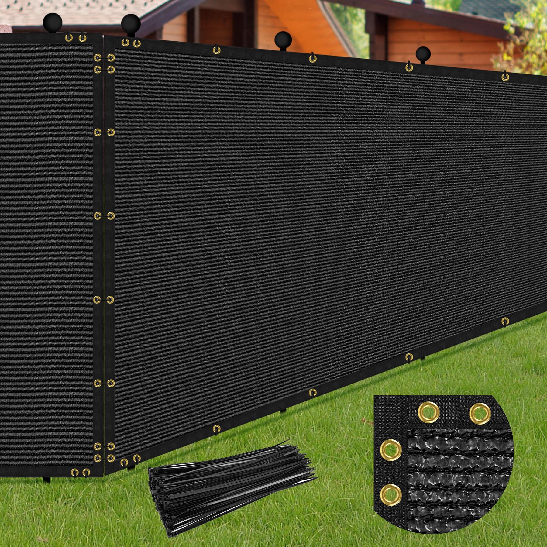 phepetroll 6 x 50FT Privacy Screen Fence Black Heavy Duty Mesh Fencing ...