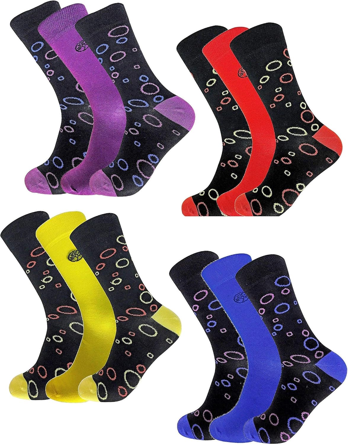 Mens Fancy Bamboo Socks Circles And Plain Anti Fungal Breathable Liners ...