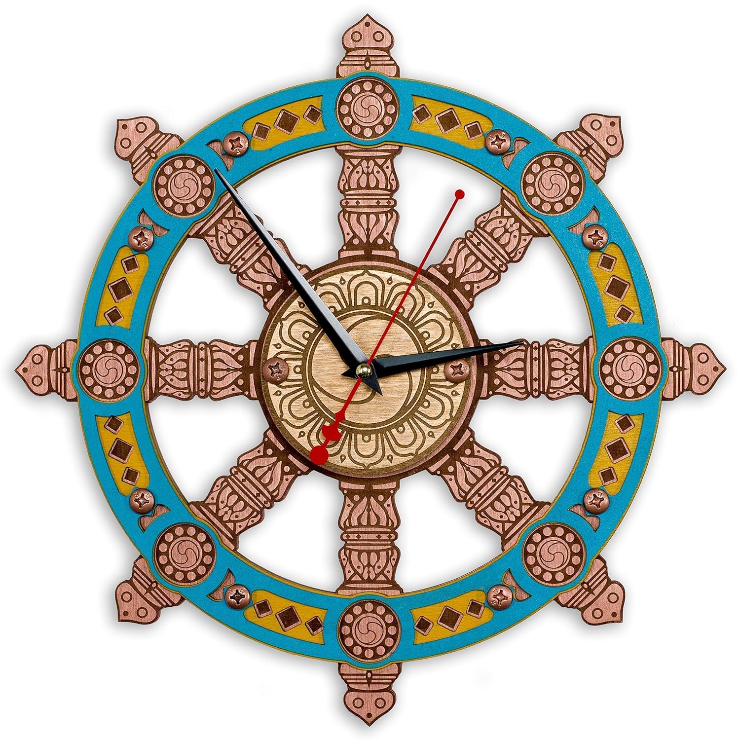 Amazon.com: Dharma Chakra Wall Clock, Wheel of Dharma Handcrafted ...