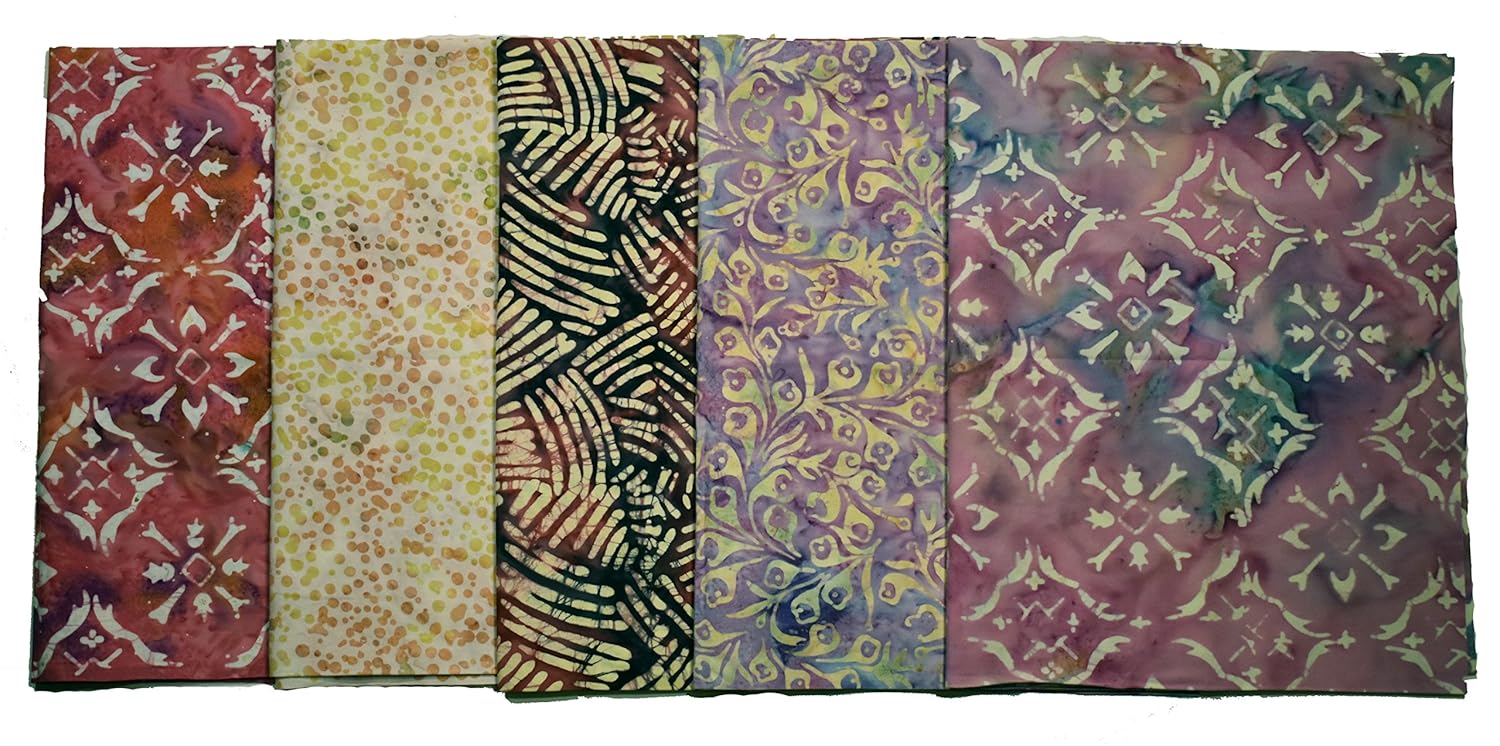 Arts 2.5 Yards Total Bali Batiks Premium Batik Half Yard Cuts Pack of 5 ...