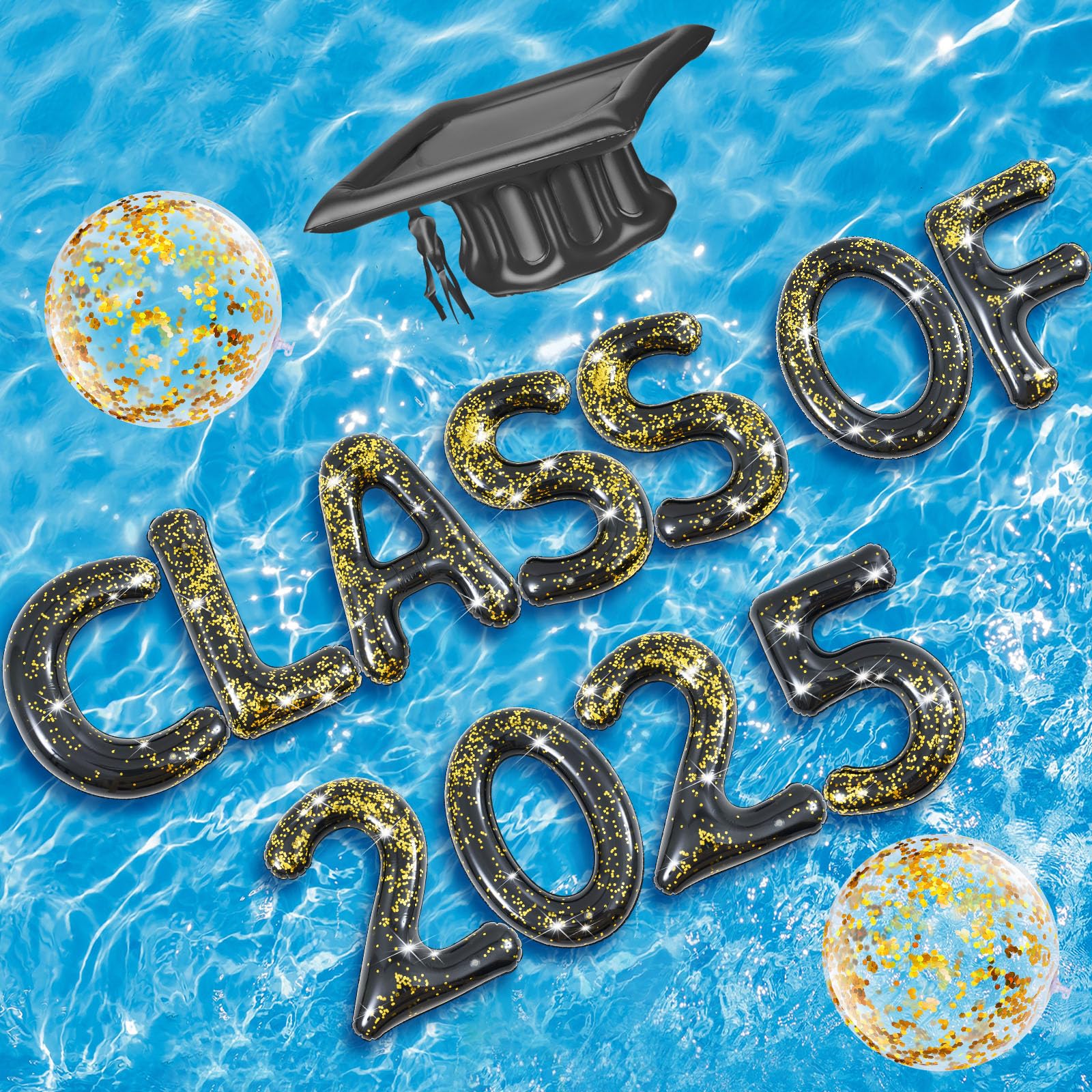 Sumind 15 Pcs Large Class of 2025 Graduation Pool Float 15 x 20 Inch ...