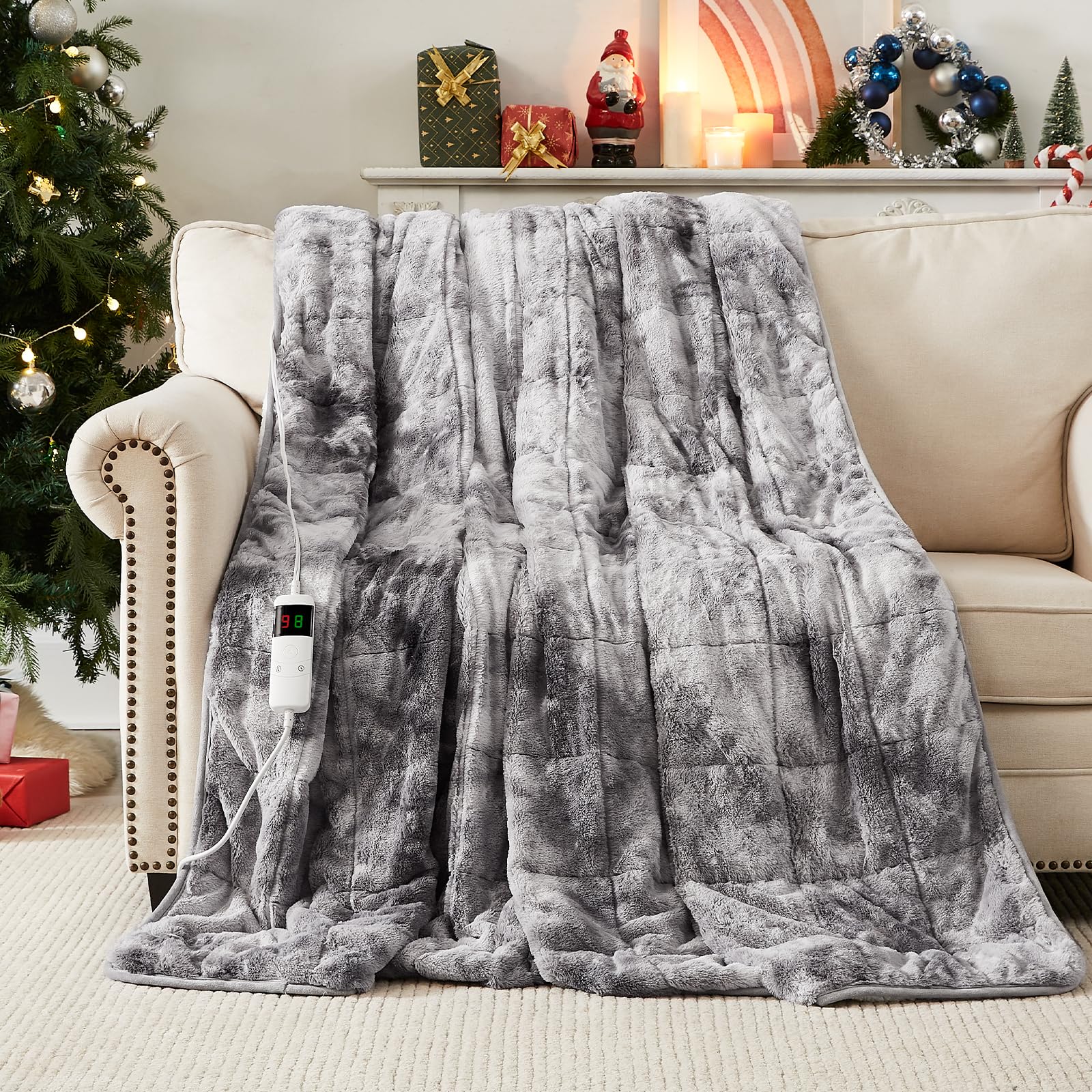 Homemate Heated Weighted Blanket - 50"x60" 10lbs Electric Blanket Fast ...