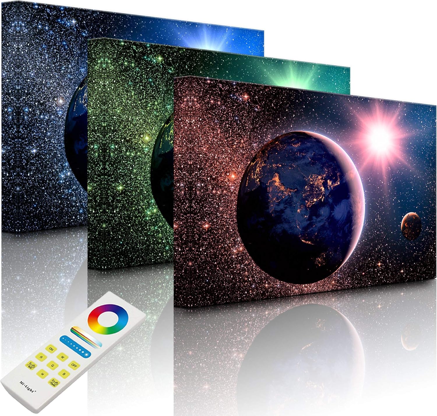 Lightbox-Multicolor | LED Bild Leuchtbild | Erde im Weltall | 100x70 cm | Fully Lighted: Amazon ...