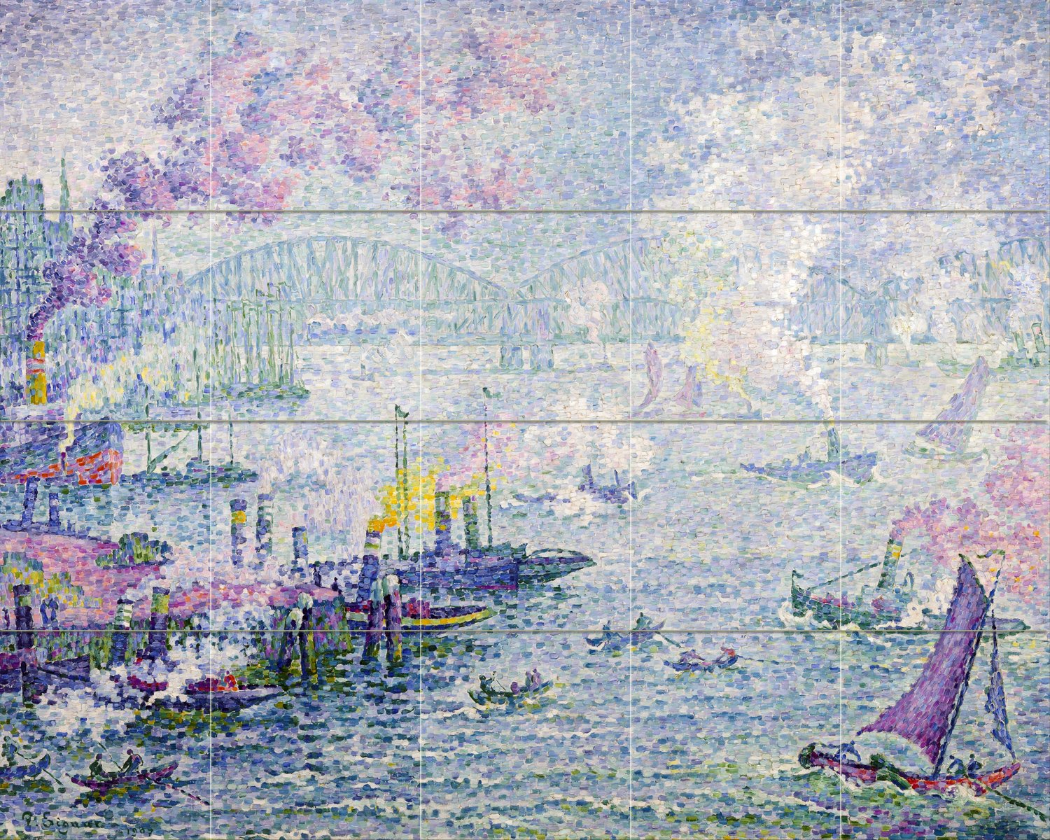 sea ships sailboat bridge P. Signac Tile Mural Kitchen Backsplash ...