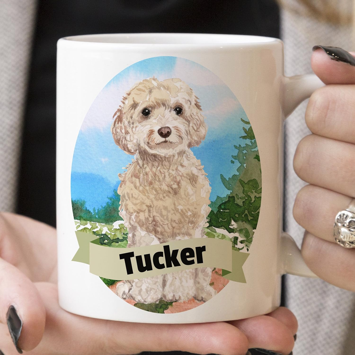 Amazon.com: White Brown or Black Cockapoo Custom Dog Mug Your Dog's ...