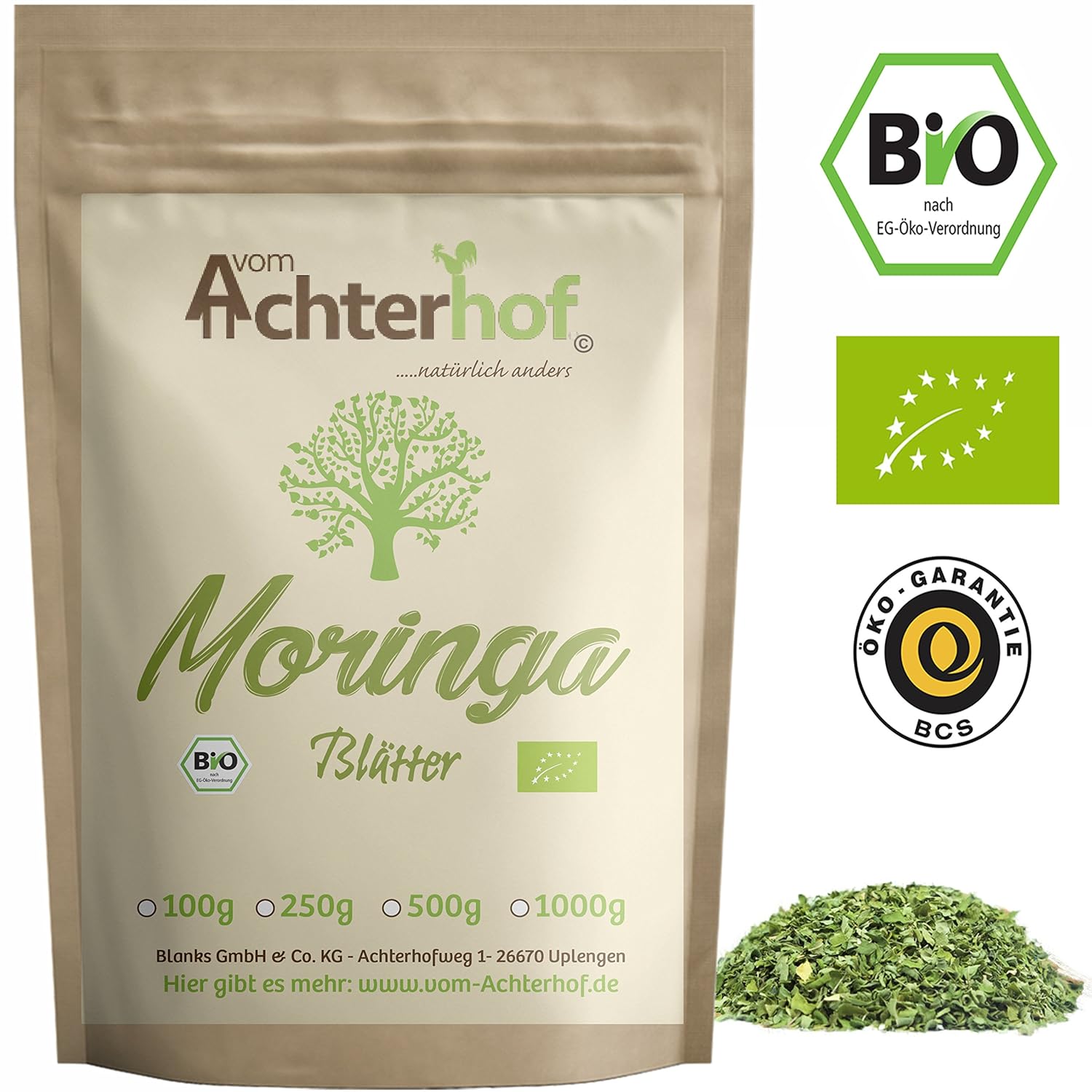 Moringa Oleifera Blätter Tee Bio (1kg) vom Achterhof: Amazon.de ...