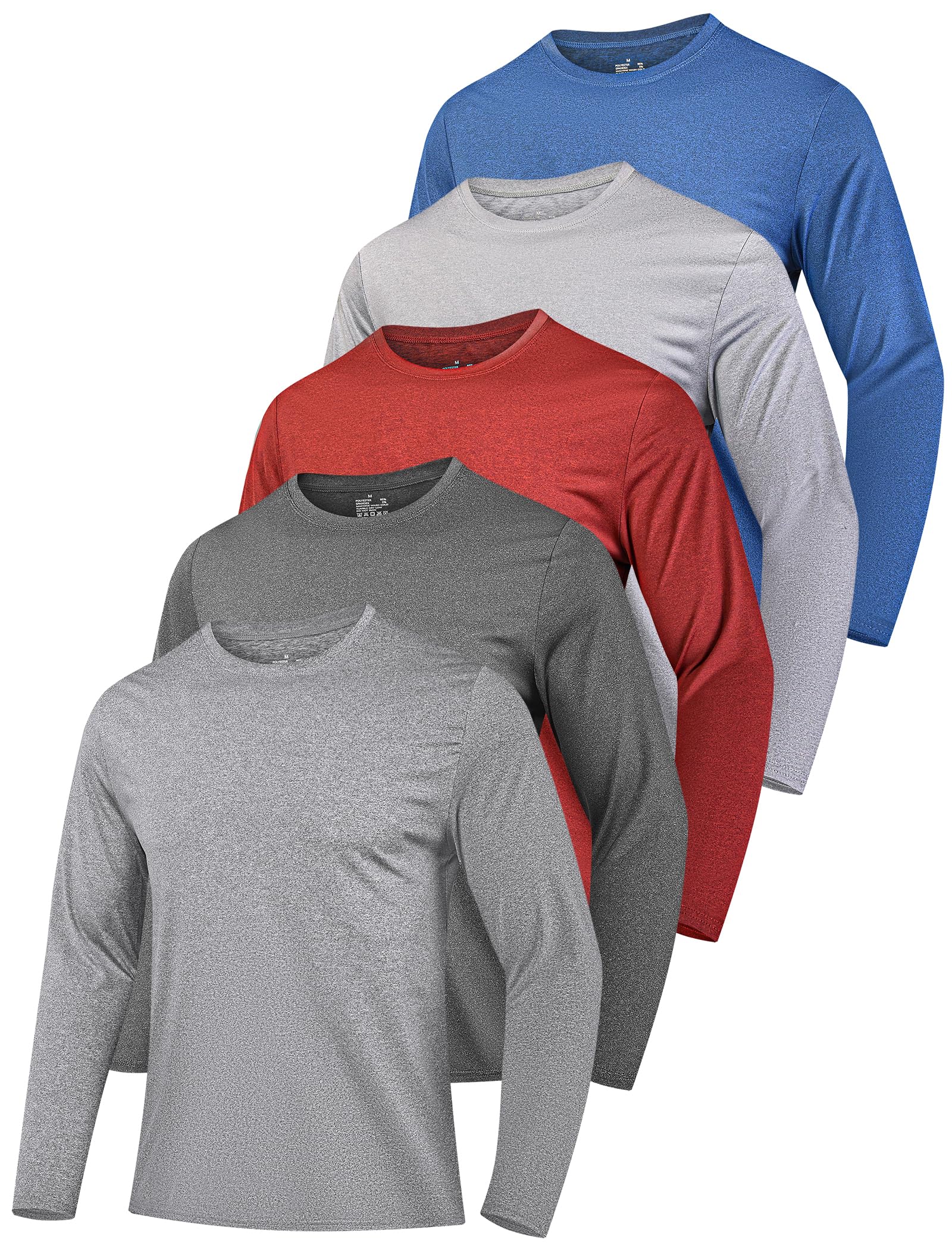 TELALEO 5 Pack Long Sleeve Shirts for Men Quick Dry Moisture Wicking Sun Protection Tee Shirts ...
