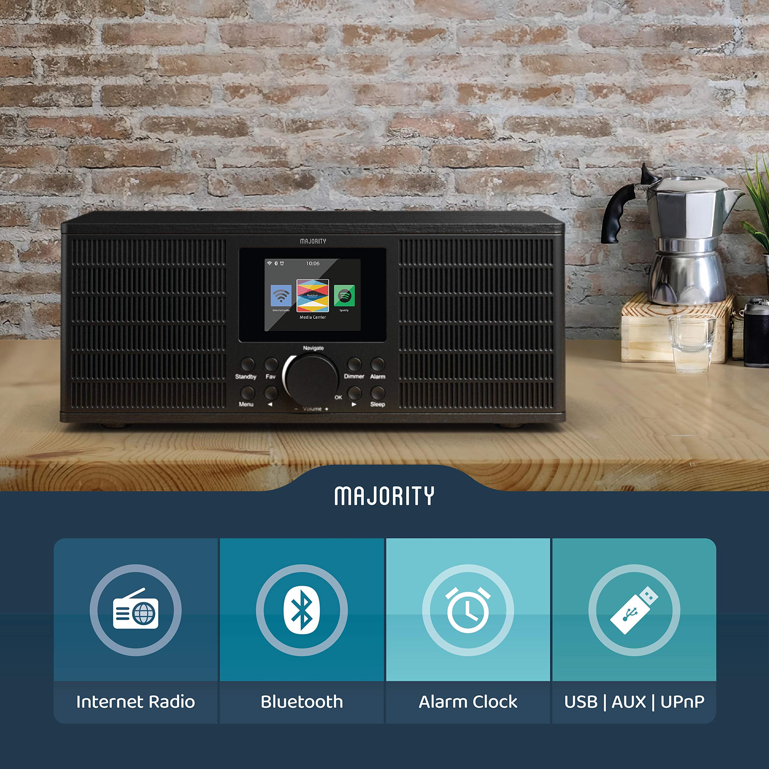 Majority Peterhouse Graduate Internet Radio WiFi with Spotify Connect ...