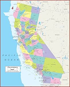 Amazon.com : 42 X 52 Large California State Wall Map Poster with ...