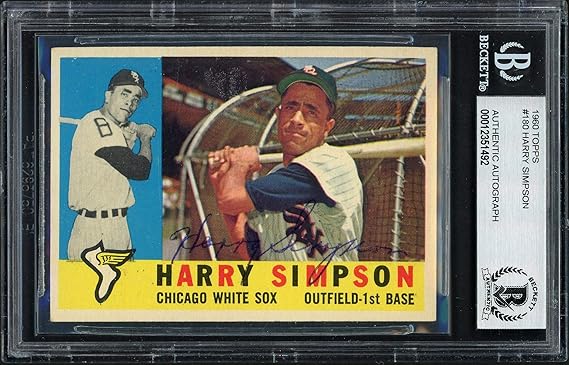 Harry Simpson Autographed 1960 Topps Card #180 Chicago White Sox ...