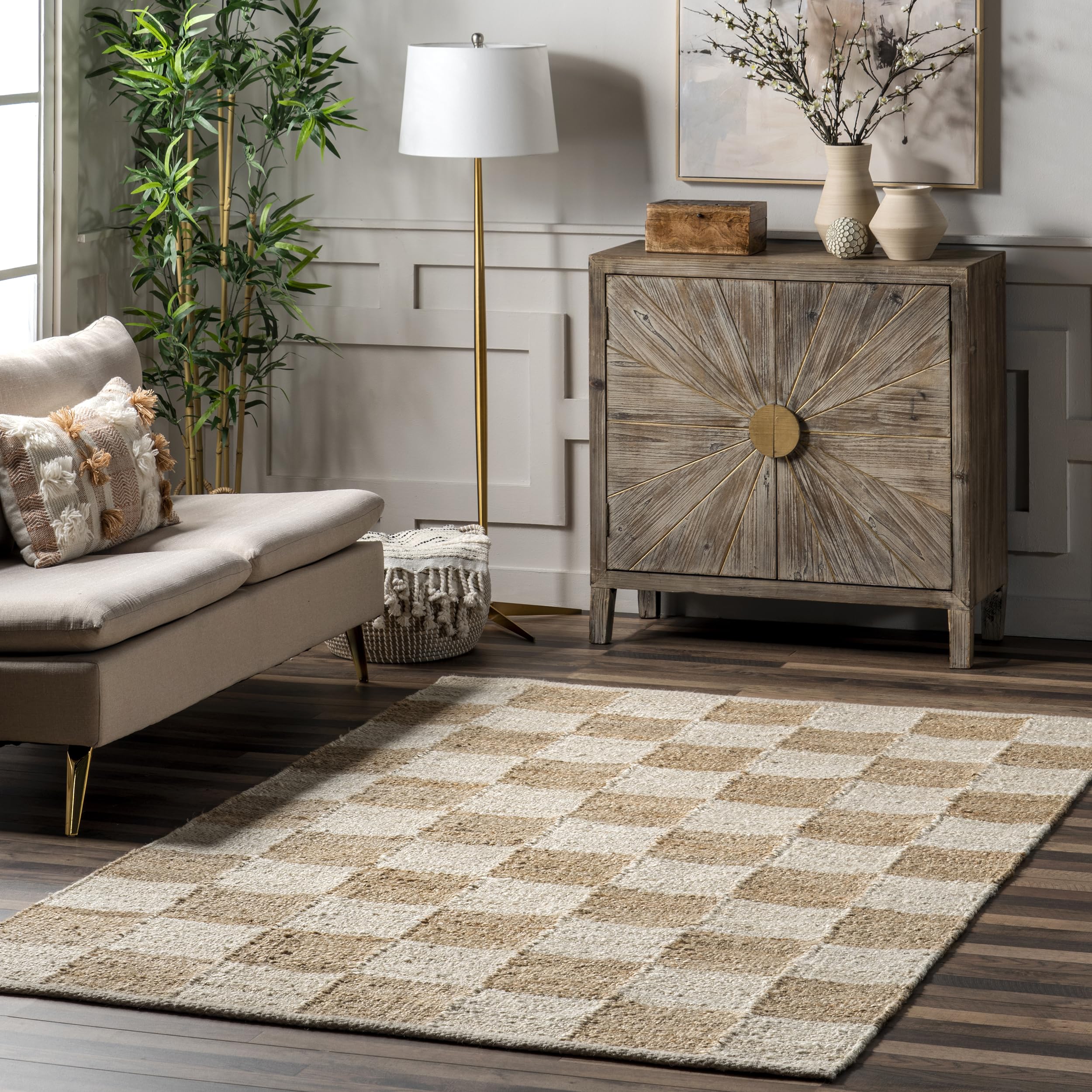 nuLOOM Christana Traditional Checkered Jute Area Rug - 6x9 Jute Area ...