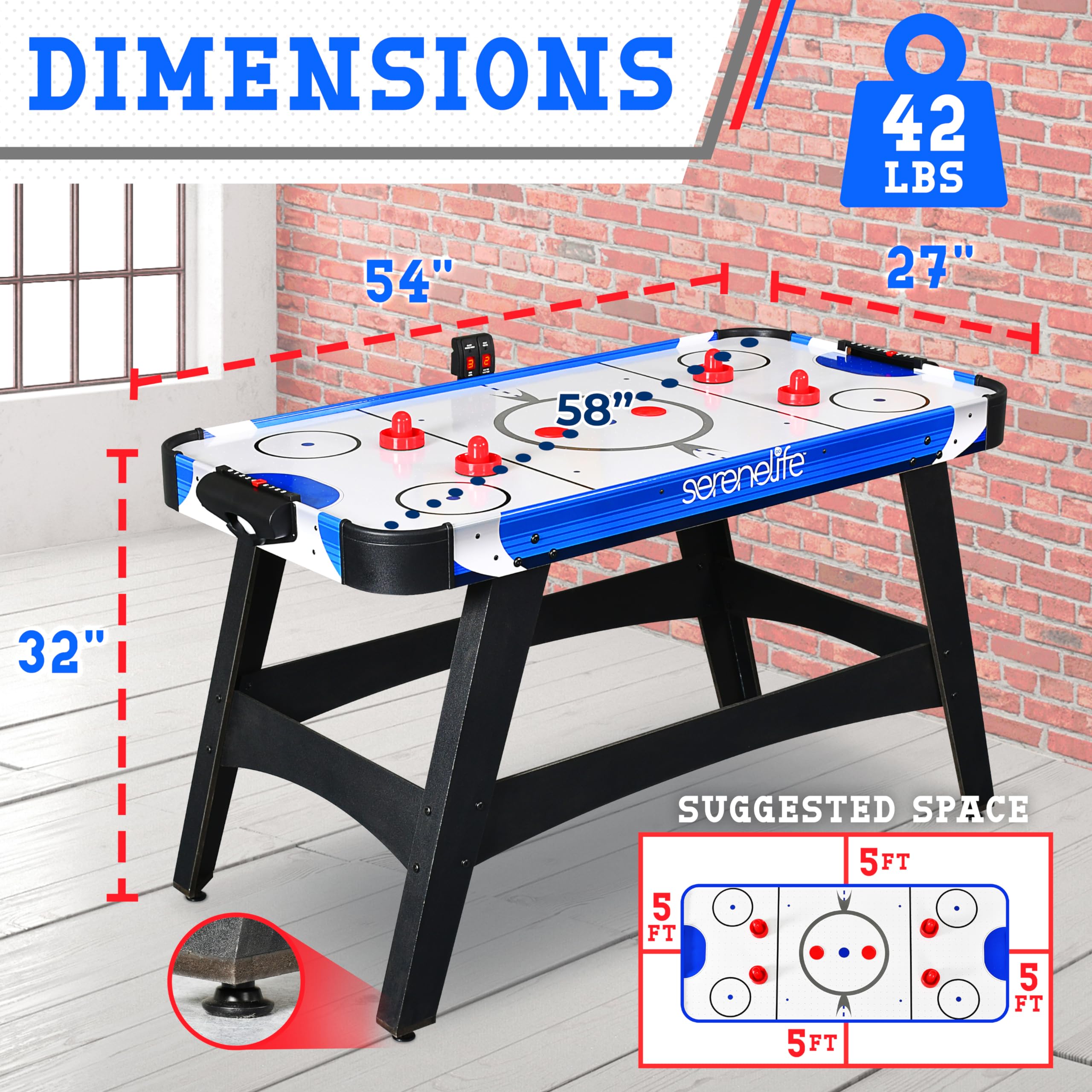 Mua SereneLife 58" Air Hockey Game Table with Motor, Digital LED ...