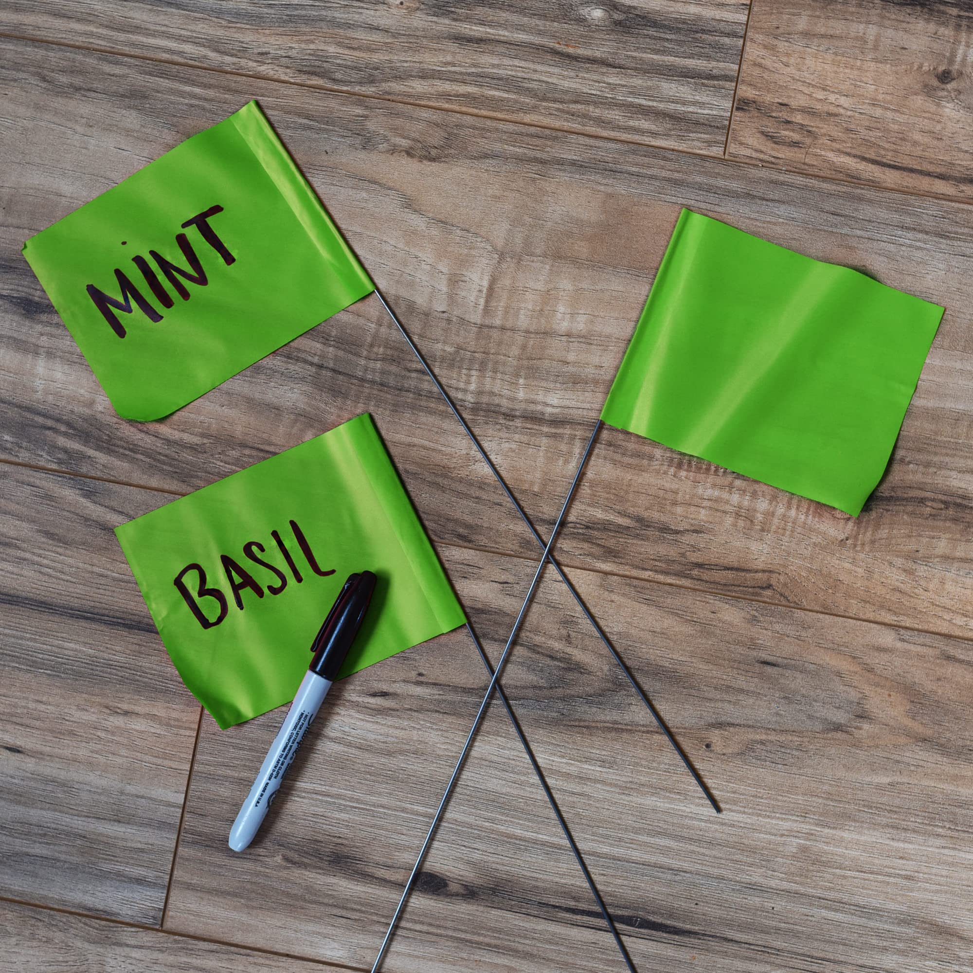 Green Marking Flags 100 Pack - 4x5x15 Inch Green Flags For Yard - Markers For Lawn, Irrigation ...