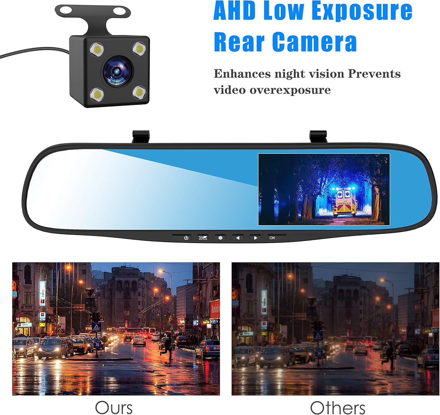 Car Mirror Dash Cam Recorder 4.3″ Full HD 1080P Dashboard Camera Front ...