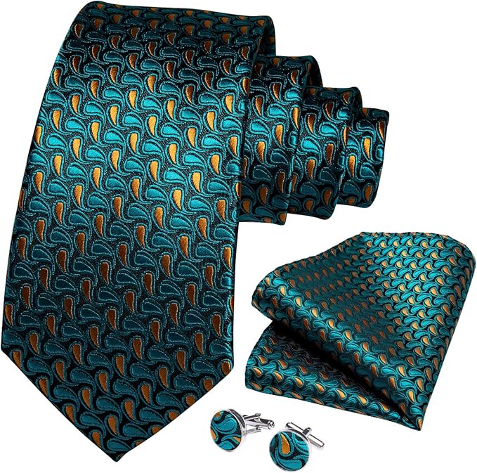 Corbatas para hombre Paisley verde azulado boda Formal fiesta corbata ...
