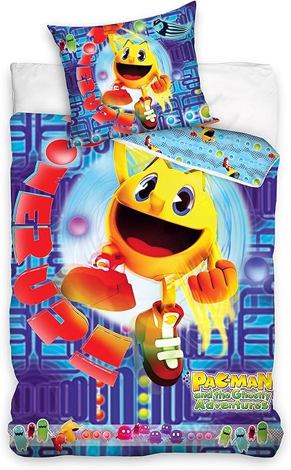 Pacman Design 100% Cotton Bed Linen Reversible Duvet Cover 140 x 200 cm ...