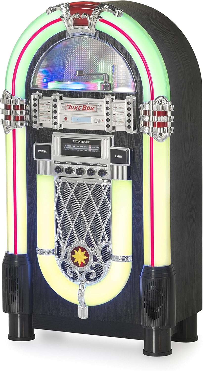 Ricatech RR1000 7-colour LED Full-size Retro Jukebox with CD Player, AM ...