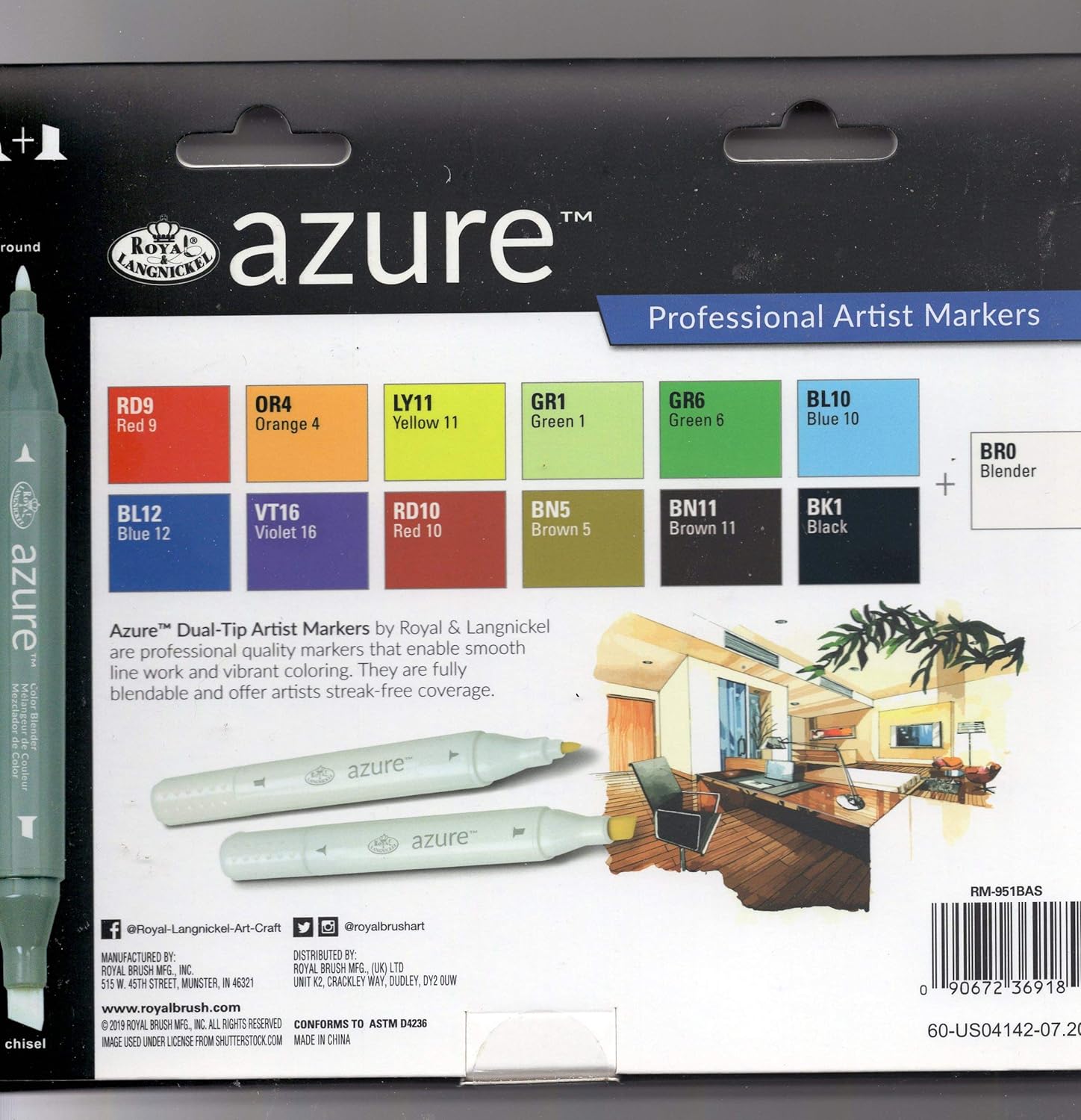 Royal and Langnickel Azure Marker Set 13/Package – Basic Colours – BigaMart