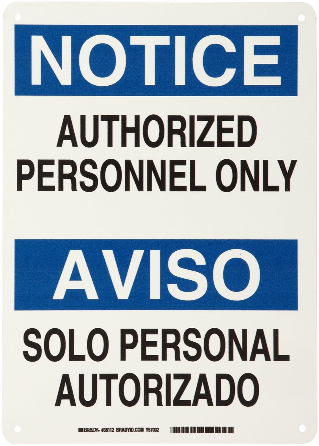 Header Notice/Aviso Brady 38112 10 Width x 14 Height B-555 Aluminum ...