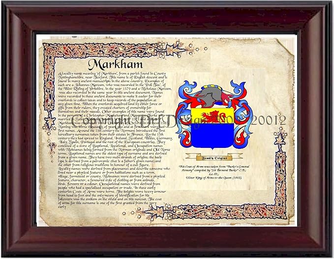 Amazon.com: Markham Coat of Arms/ Family Crest on Fine Paper and Family ...