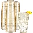 Amazon.com: R-kay 16 oz Gold Glitter Plastic Cups For Party - 50 Pack ...